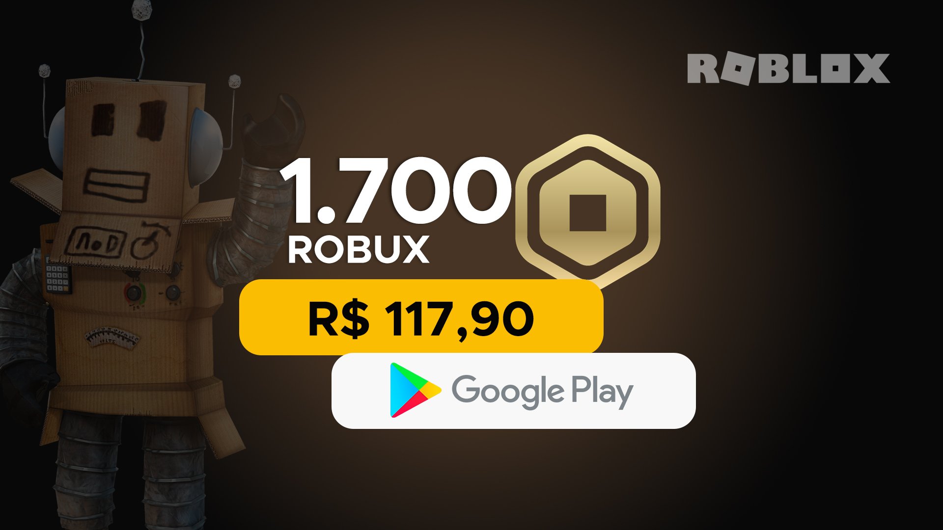 Roblox - 1.700 Robux com Google Play | Hype Games
