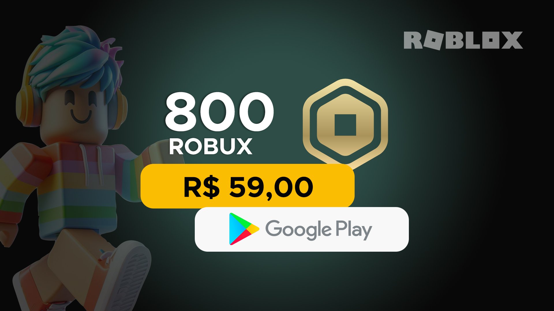 Roblox - 800 Robux com Google Play | Hype Games